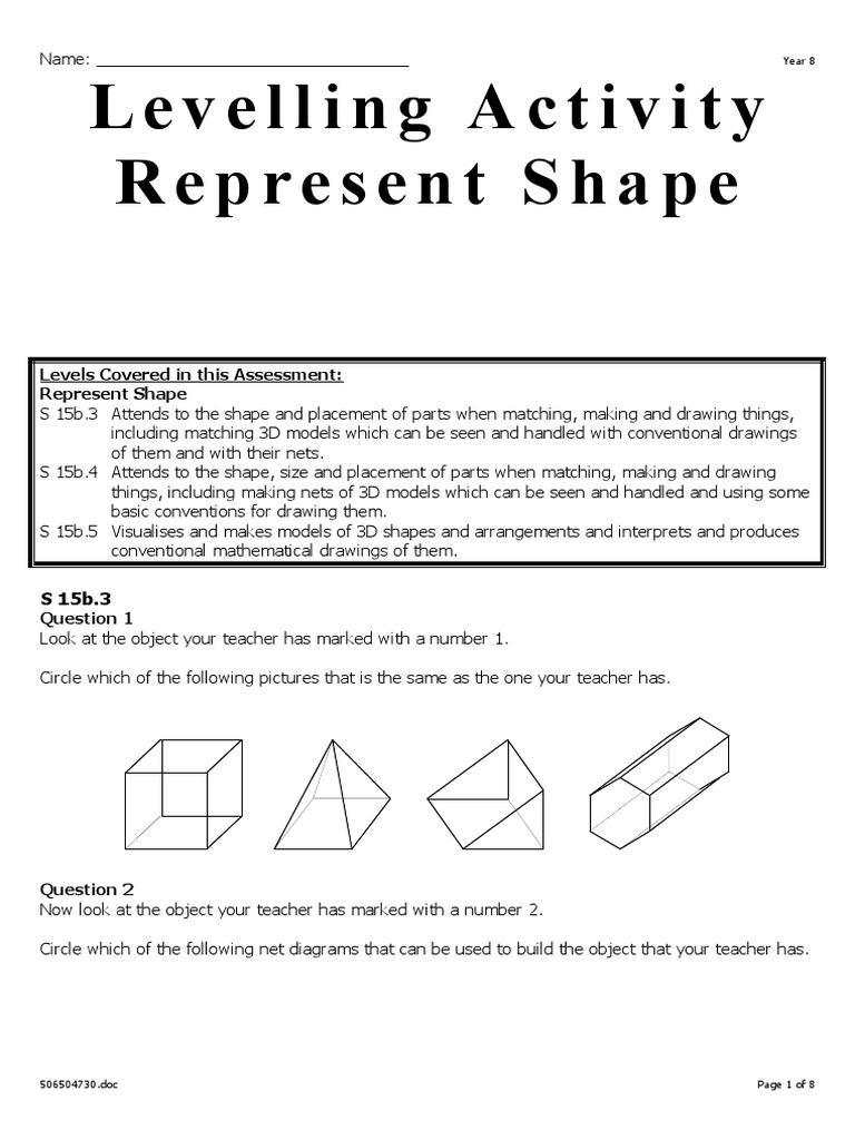 Representing 3D Shapes: An Assessment of Students' Ability to Visualize ...