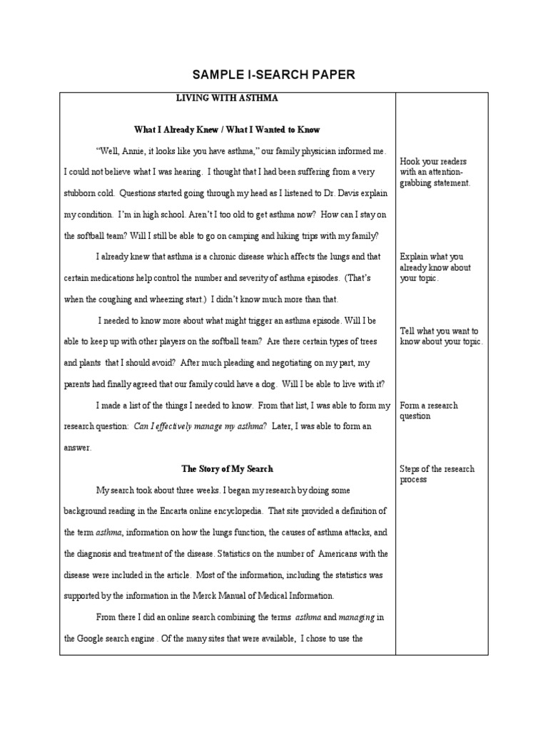 Sample I-Search Paper: Living With Asthma | PDF | Allergen | Asthma