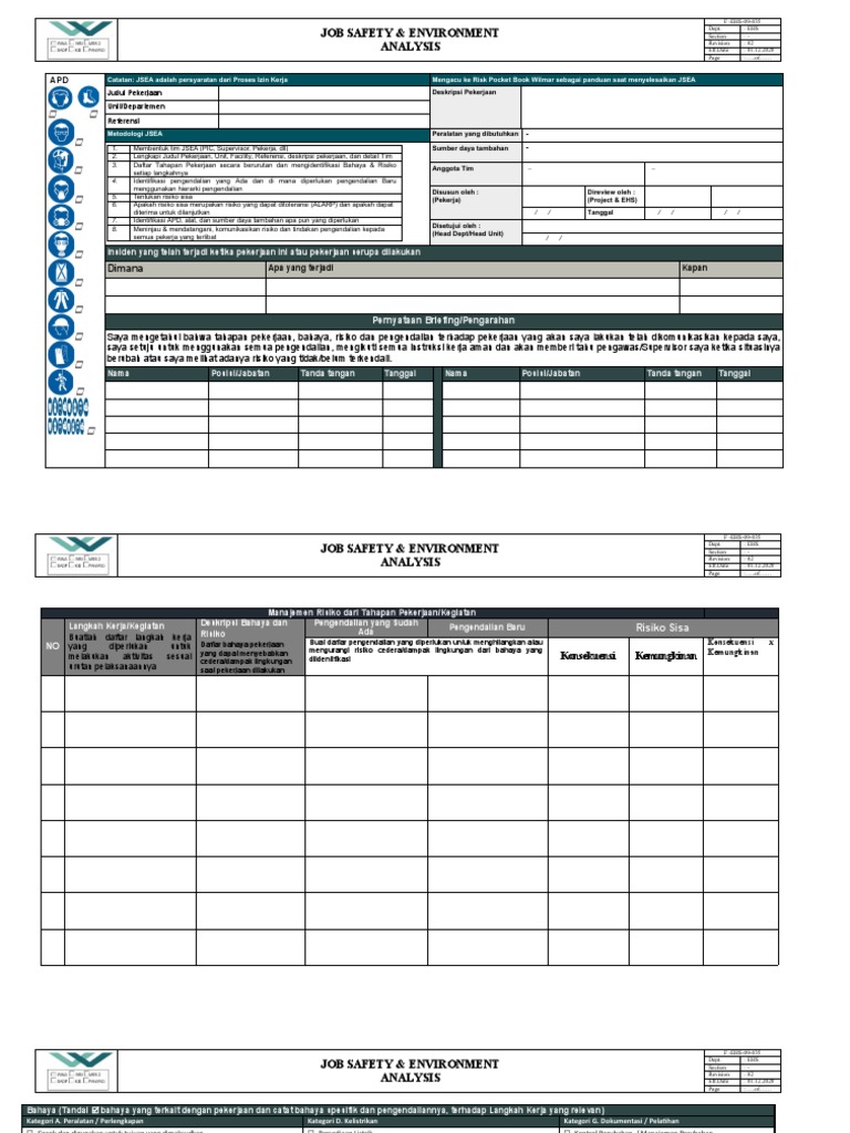 F-EHS-09-035 Form Job Safety & Environment Analysis (JSEA) | PDF