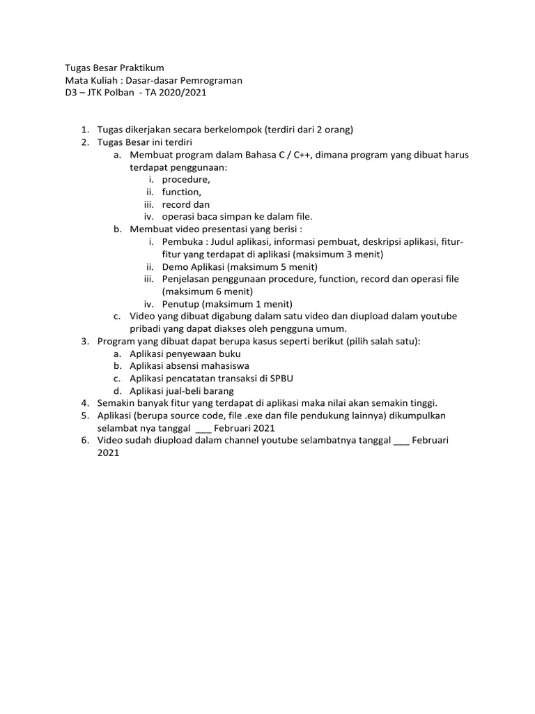 Tugas Besar Praktikum DDP PDF | PDF | Seni