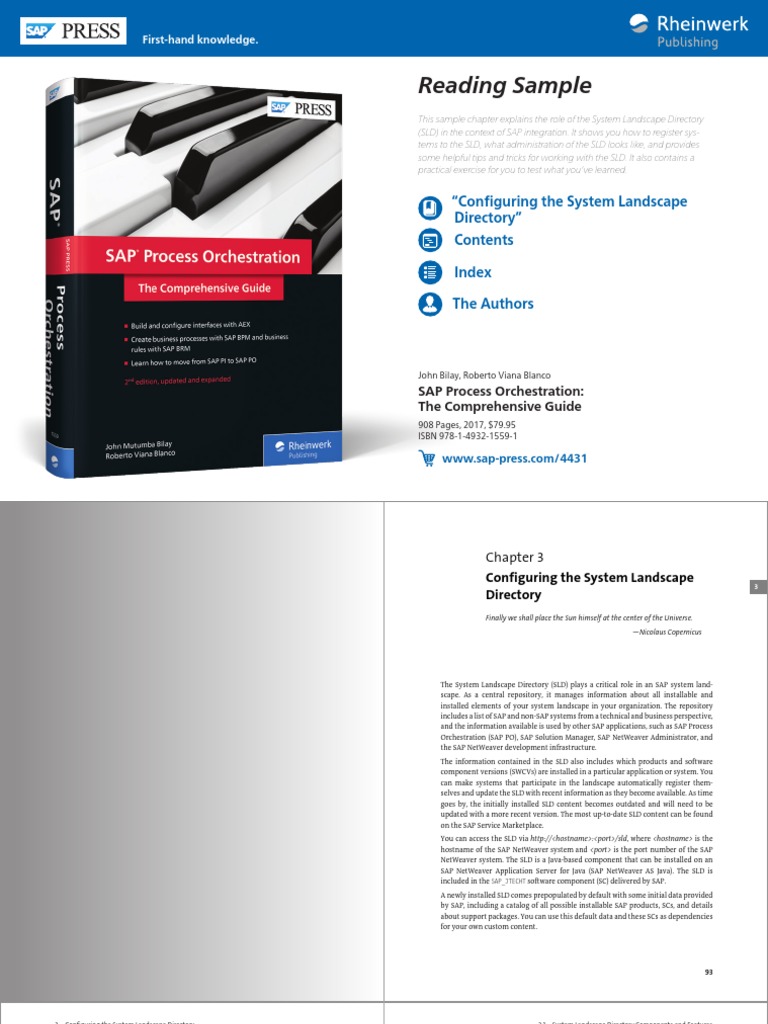 Reading Sample: "Configuring The System Landscape Directory" Index The ...