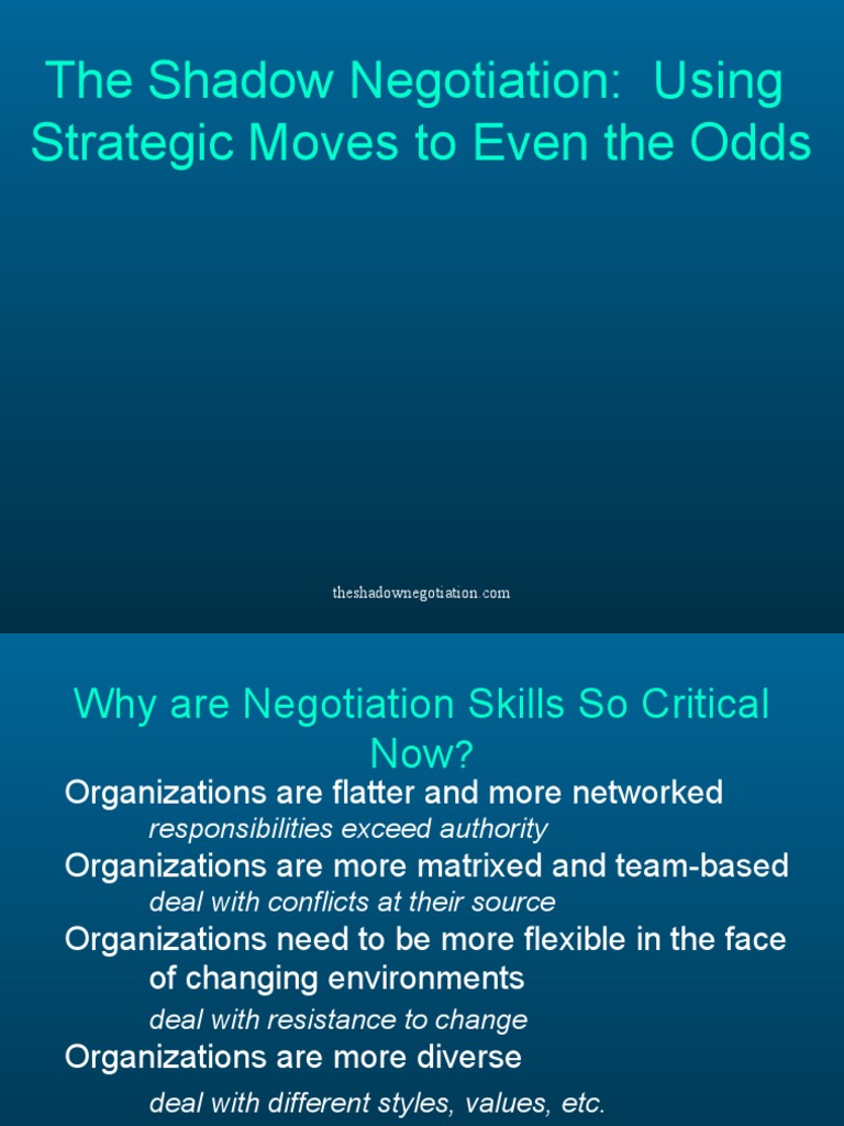 The Shadow Negotiation: Using Strategic Moves To Even The Odds | PDF ...
