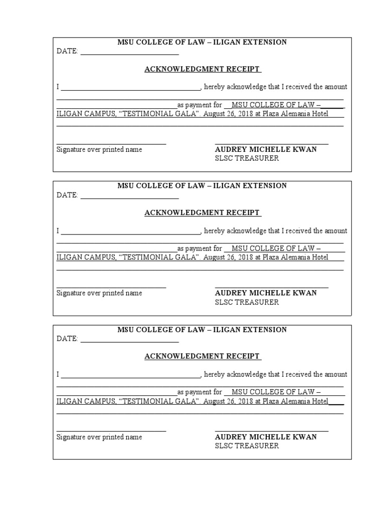 Acknowledgment Receipt | PDF