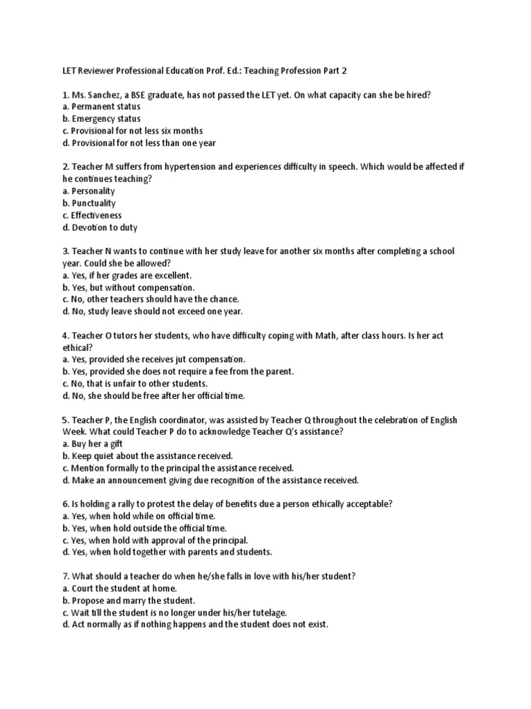 LET Reviewer: Teaching Profession Insights | PDF | Profession | Teachers