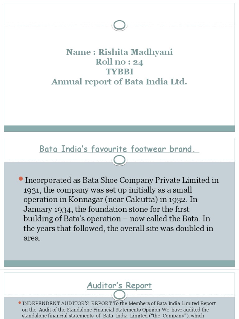 Name Rishita Madhyani Roll No 24 Tybbi Annual Report Of Bata India