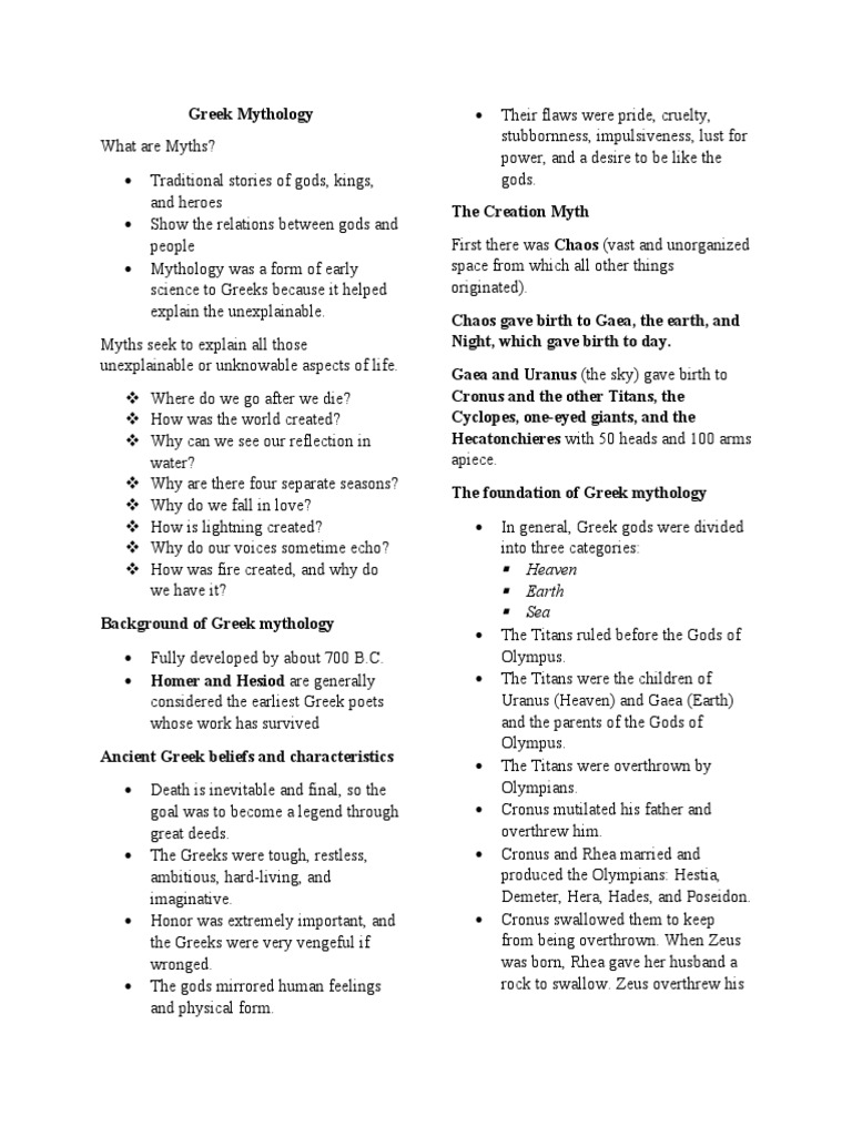 Greek Mythology Reviewer World Literature | PDF | Twelve Olympians | Zeus