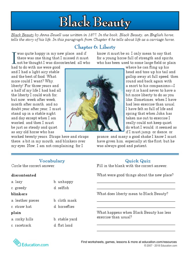 Black Beauty: Chapter 6: Liberty | PDF | Black Beauty | Horses