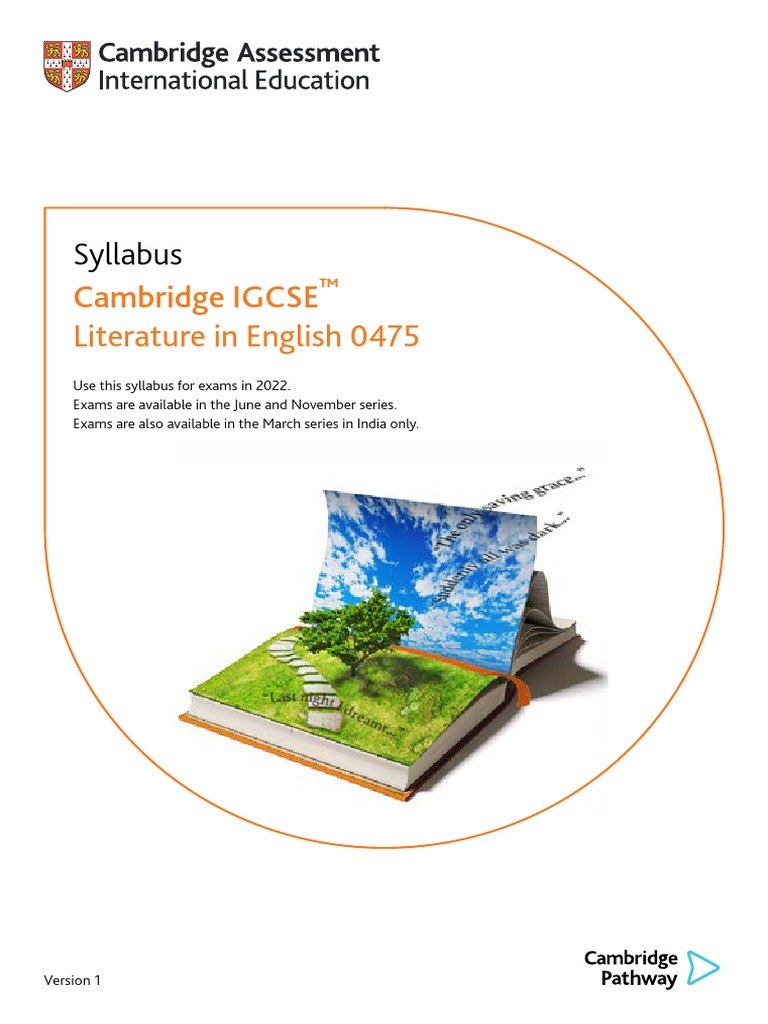 IGCSE 0475 English Literature - 2022 | PDF | Test/Examination | Poetry