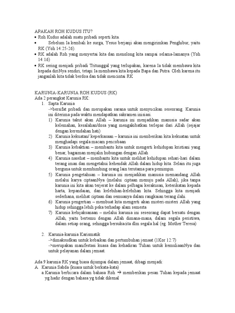 KARUNIA Roh Kudus | PDF