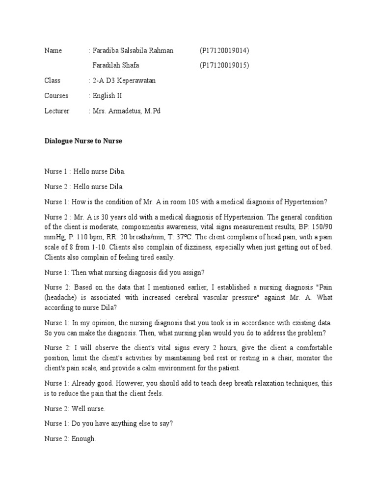 Dialogue 2 - English II | PDF