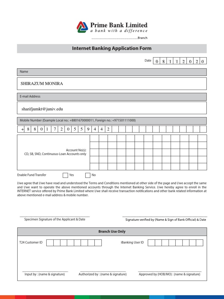 Internet Banking Application Form Hasana01 | Download Free PDF | Online ...