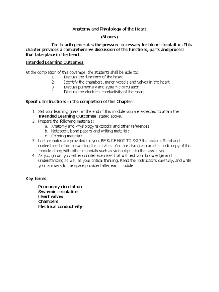 Anatomy and Physiology of The Heart | PDF | Heart Valve | Atrium (Heart)