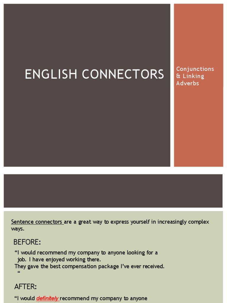 English Connectors: Conjunctions & Linking Adverbs | PDF English Connectors: Conjunctions & Linking Adverbs | PDF