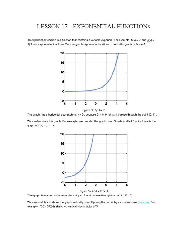 Lesson 17 - Exponential Functions | PDF | Asymptote | Exponential Function