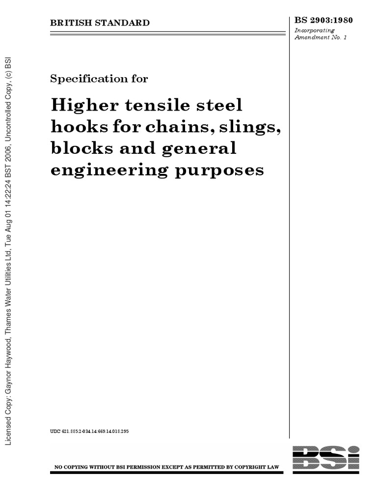 BS2903 HTS Hooks PDF | PDF | Engineer | Engineering
