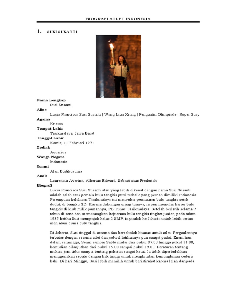 Biografi Atlet Indonesia | PDF
