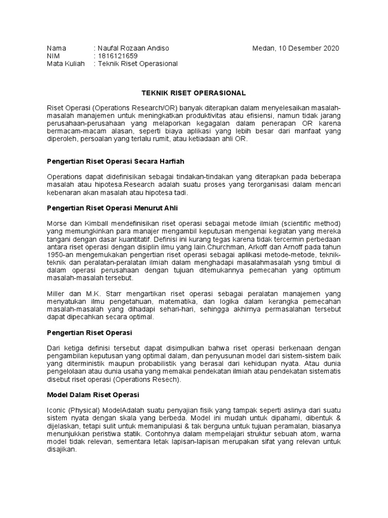 Teknik Riset Operasional | PDF | Komputer