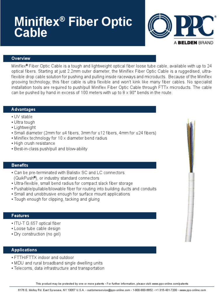 2) DATASHEET 4F PPC Broadband Fiber - MiniFlex Standard Fiber Cable ...