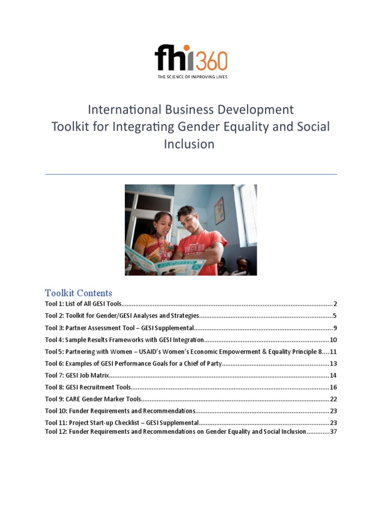 GESI Integration Toolkit for Development | PDF | Gender | Gender Studies