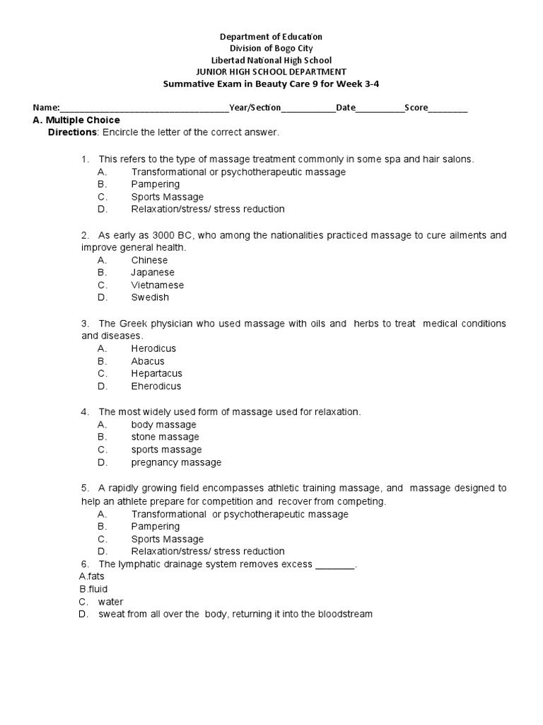 Hilot Questionnaire For Week 3-4 | Download Free PDF | Massage | Therapy Hilot Questionnaire For Week 3-4 | Download Free PDF | Massage | Therapy