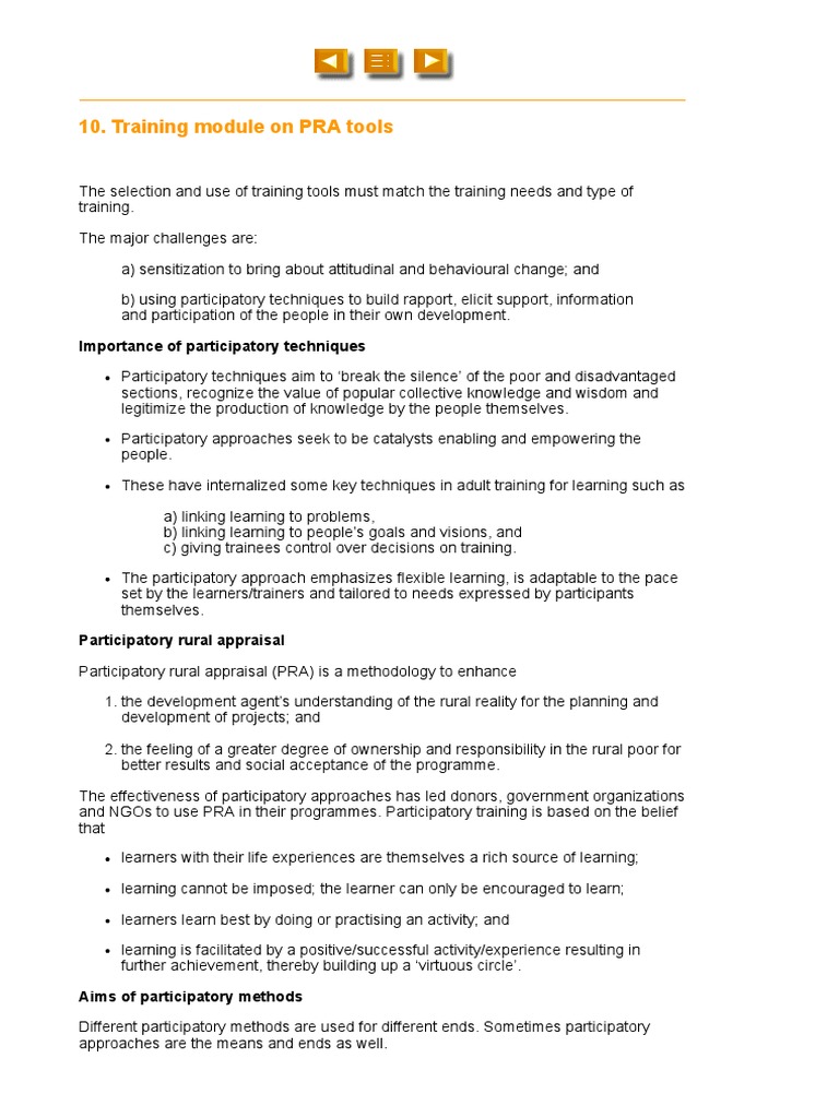 Training Module On PRA Tools PDF | PDF | Community | Learning
