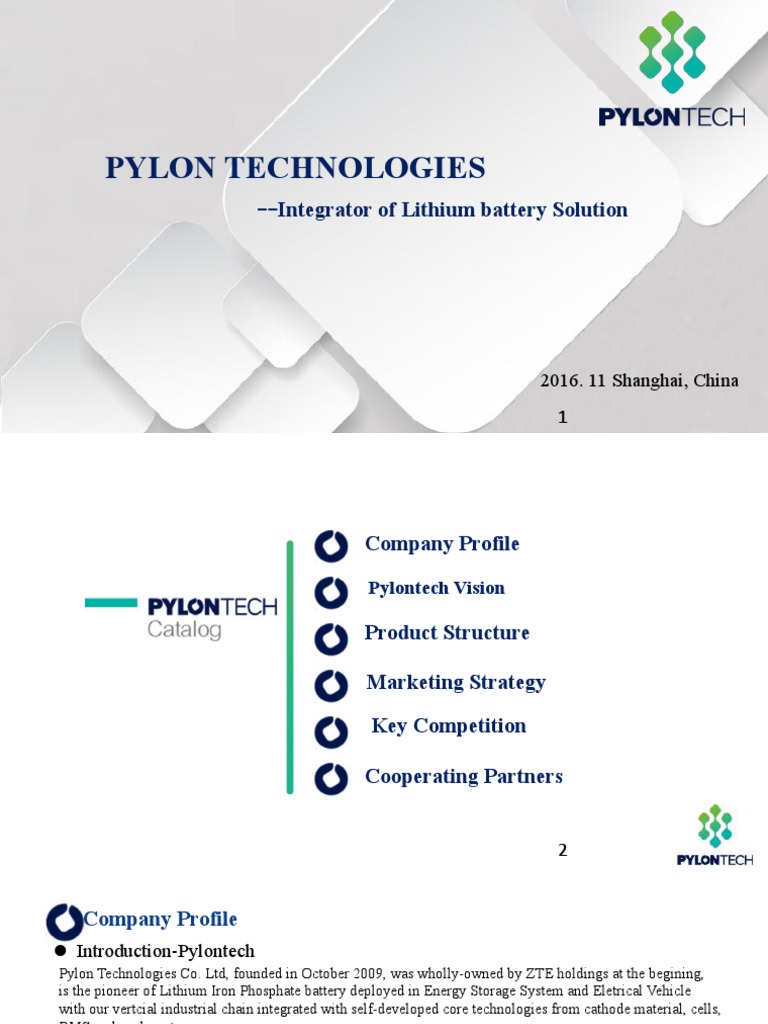 Pylon Technologies - : Integrator of Lithium Battery Solution | PDF ...