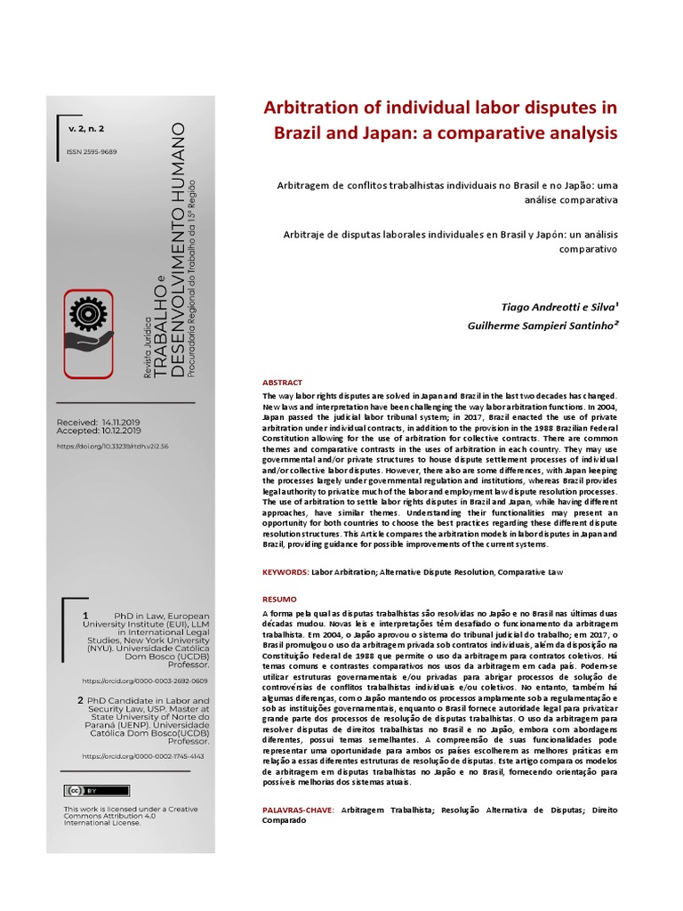 56-Texto Do Artigo-448-1-10-20191220 | PDF | Arbitration | Labour Economics