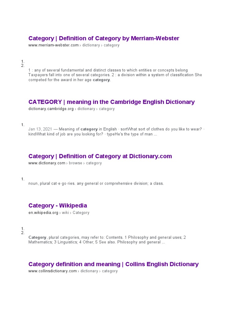 Category - Definition of Category by Merriam-Webster | Download Free ...