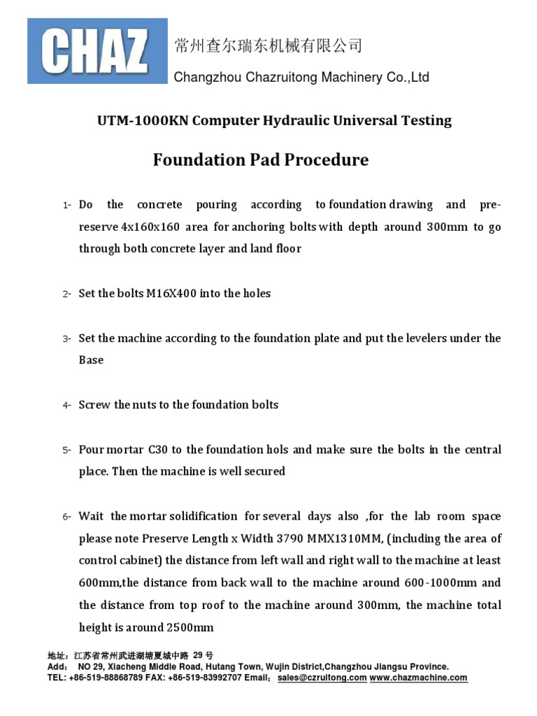 UTM Foundation Pad Procedure | PDF