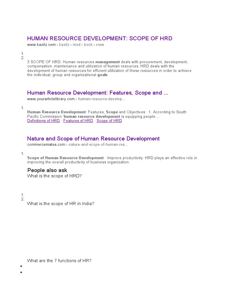 Human Resource Development: Scope of HRD: People Also Ask | PDF | Human ...