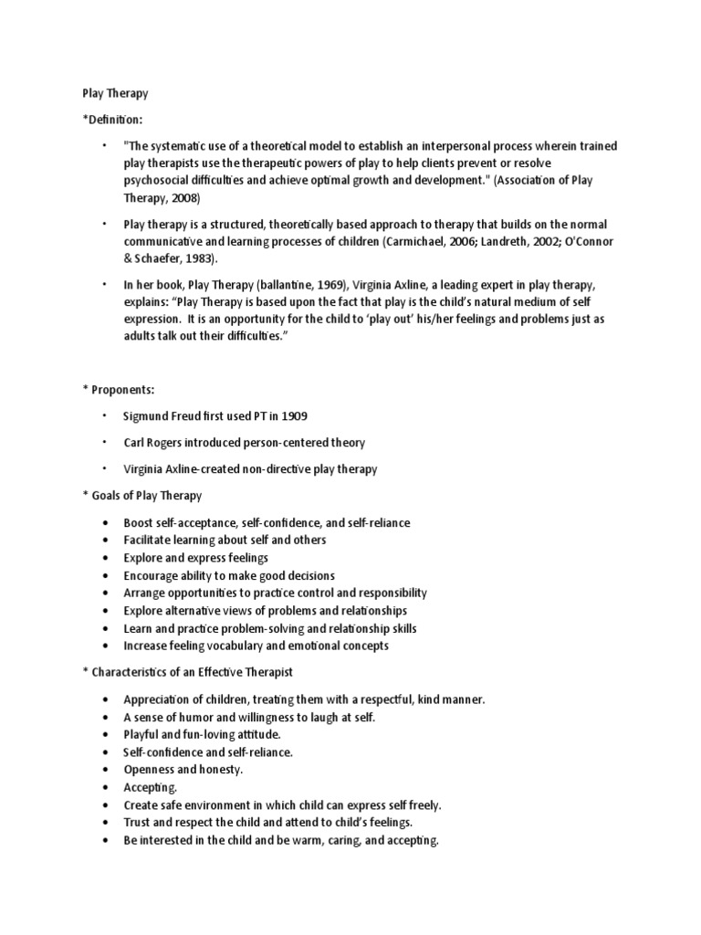 Play Therapy (Report Outline) | PDF | Play Therapy | Toys