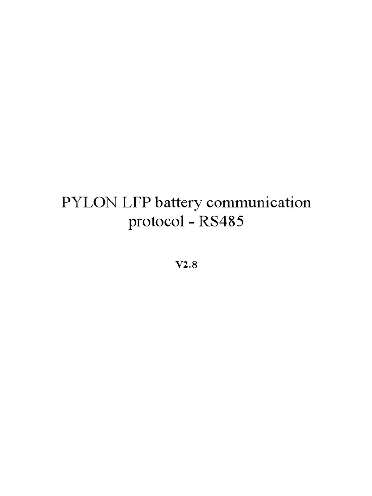 PYLON LFP Battery Communication Protocol - RS485 V2.8 20161216 | PDF | Bit Rate | Data Transmission