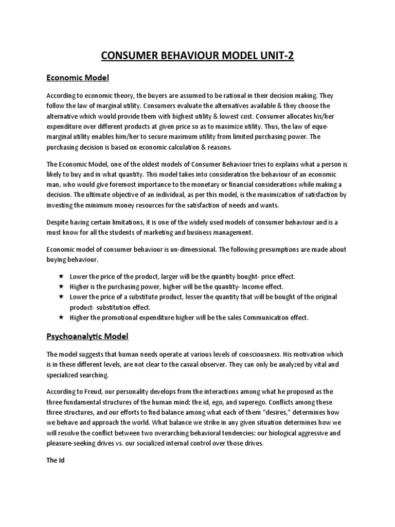 CONSUMER BEHAVIOUR UNIT - 2-WPS Office | PDF | Id | Consumer Behaviour