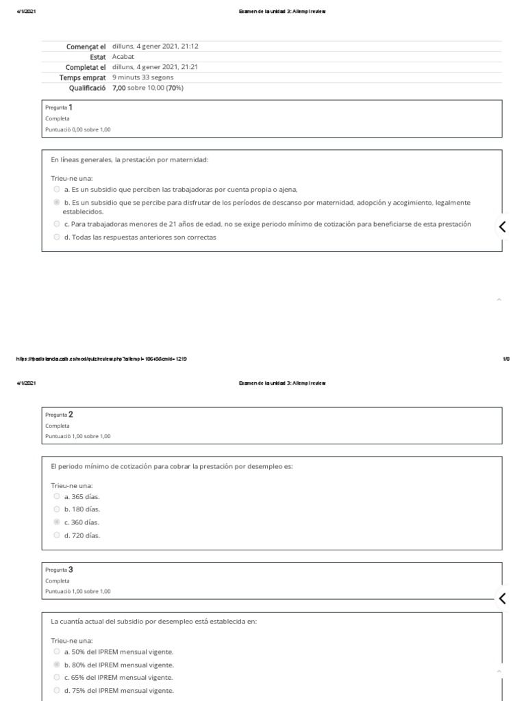 Examen de La Unidad 3 - Attempt Review 2 PDF | PDF | Bienestar | Labor