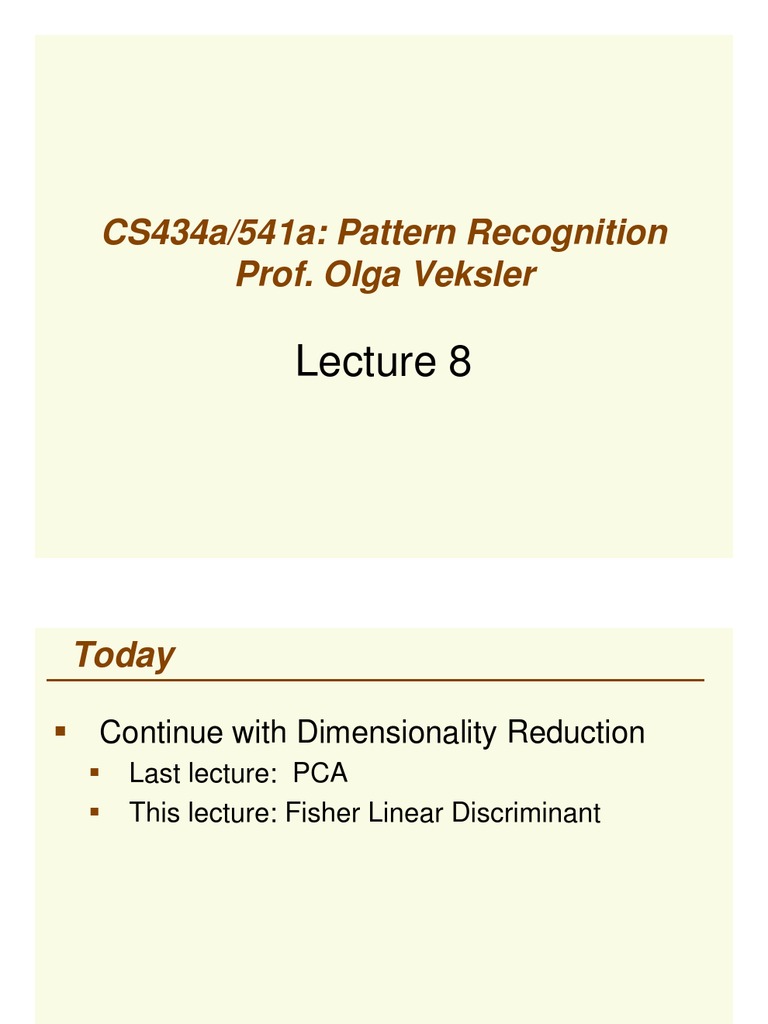 Fisher's Linear Discriminant | PDF | Eigenvalues And Eigenvectors | Principal Component Analysis