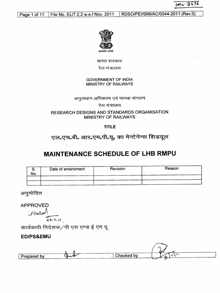 Rdso Smi 0044 LHB Rmpu Schedule | PDF | Switch | Valve