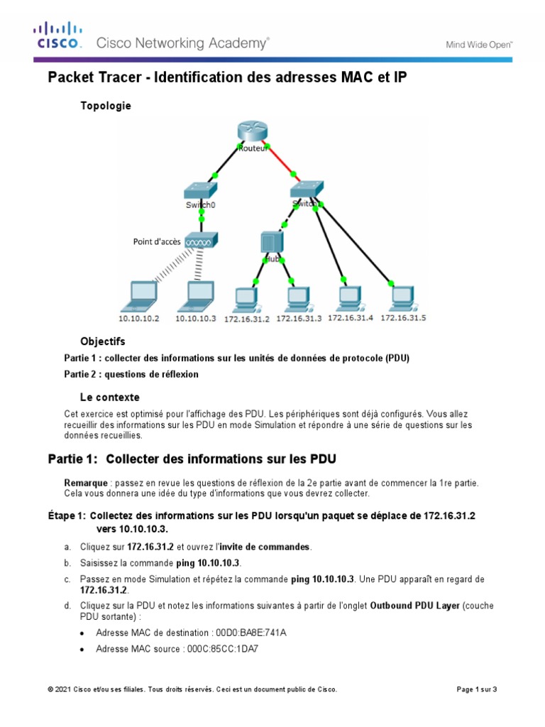 5.3.1.3 Packet Tracer - Identify MAC and IP Addresses | PDF | Adresse IP | Protocoles Internet