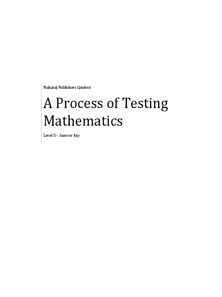 A Process of Testing Mathematics: Maharaj Publishers Limited | PDF ...