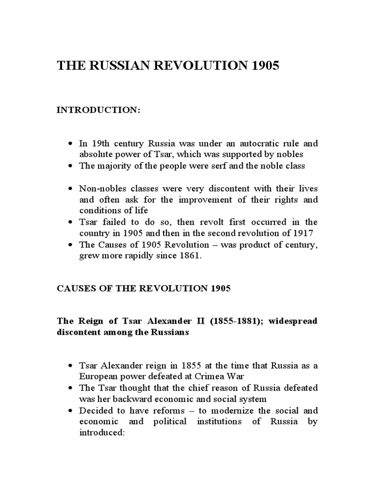 The Russian Revolution 1905 | PDF | Russian Empire | Nicholas Ii Of Russia
