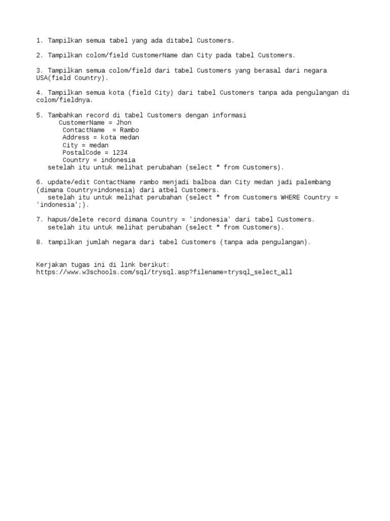 Soal Tugas SQL | PDF