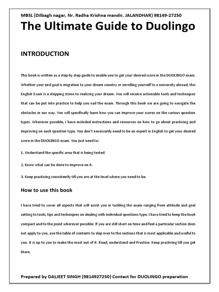 The Ultimate Guide To Duolingo | PDF | Test (Assessment) | Vocabulary