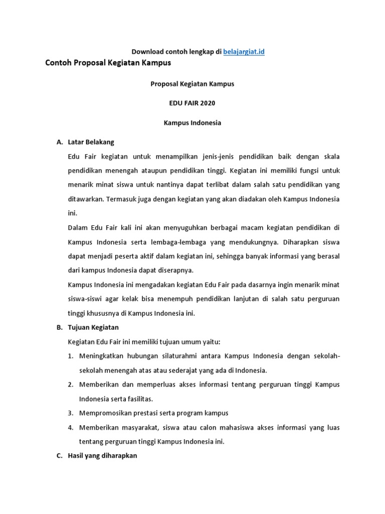 Contoh Proposal Kegiatan Kampus | PDF
