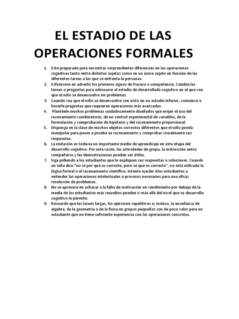 El Estadio de Las Operaciones Formales | PDF