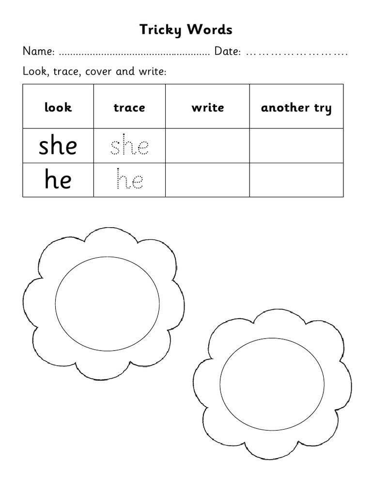 Tricky Words Worksheet | PDF