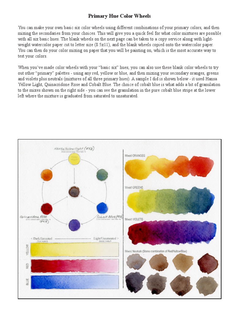 Color Mixing and Primary Color Wheels PDF | PDF | Color | Hue