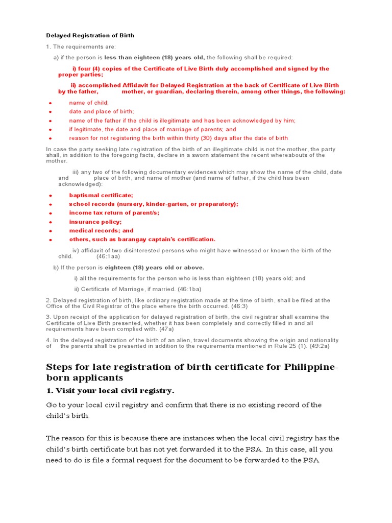Delayed Registration of Birth | PDF | Birth Certificate | Common Law