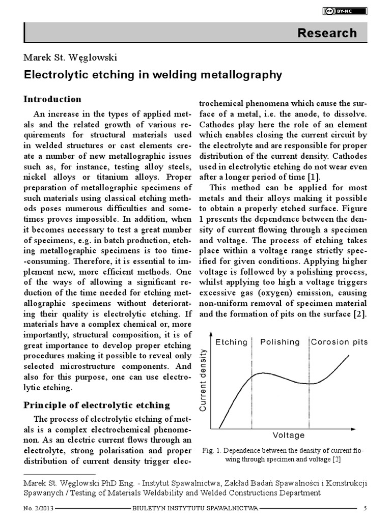 Electrolytic Etching in Metallography | PDF | Electrochemistry ...