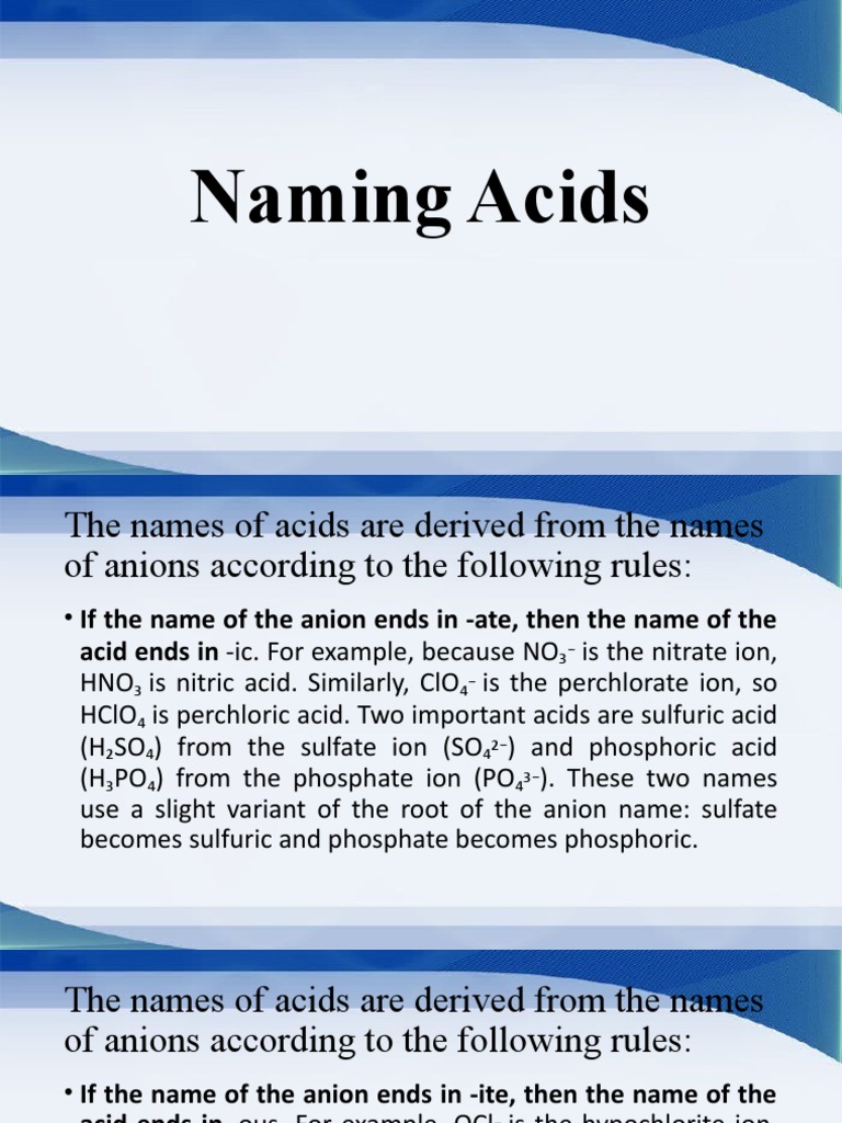 Naming Acids PDF