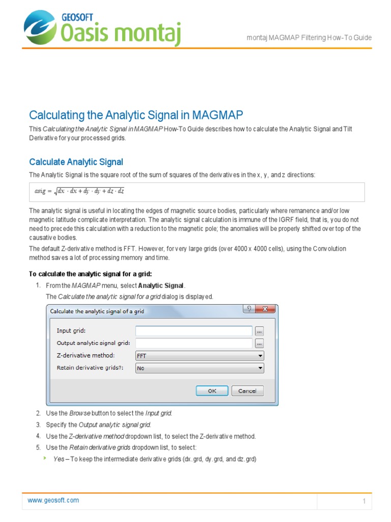 Calculating The Analytic Signal in MAGMAP | PDF | Derivative | Signal ...