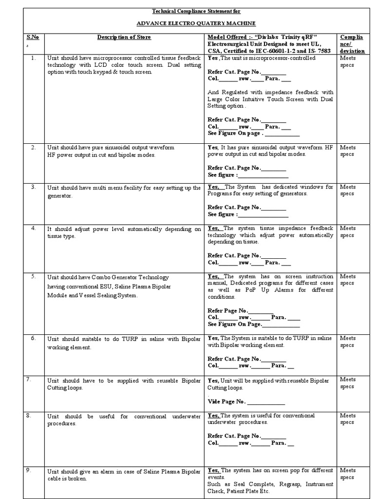 Technical Compliance for Divlabs Trinity qRF | PDF | Electrical ...